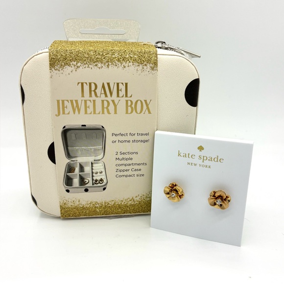 kate spade | Accessories | Kate Spade Gold Floral Earrings With Polka ...